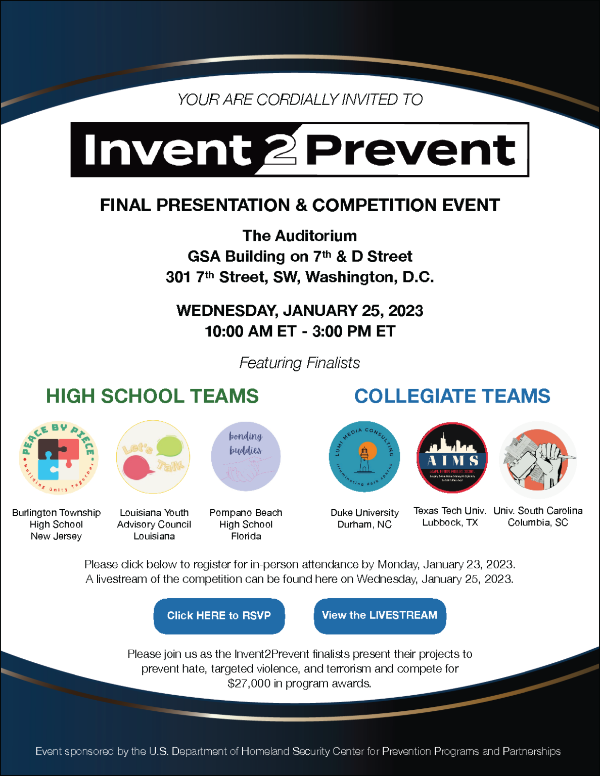 Invent2Prevent Final Presentation & Competition - McCain Institute